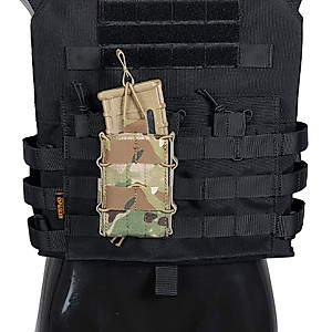 EXCELLENT ELITE SPANKER Tactical Molle Single/Double Open-Top Mag Pouch for M4 M14 M16 AR15 G36 Magazine (A Single-Multicam)