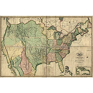 1816 Map| Map of the United States of America : with the contiguous British and Spanish pos