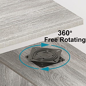 HSH 360° Rotating L Shaped Computer Desk with 3 Drawers and 2 Shelves, Home Office Swivel Desk for Work Writing Study Gaming, Reversible Wood Corner Desk with Storage Cabinet, Light Grey Oak, 55 Inch