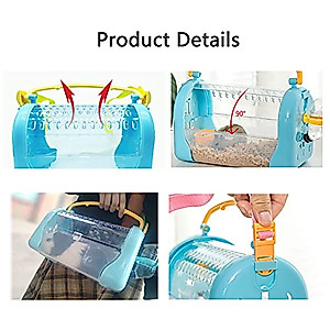 Tfwadmx Hamster Travel Carrier Portable Cages with Water Bottle Gerbil Transparent Travel Carry Case Outdoor Vacation House for Miniature Rabbit,Chinchilla and Other Small Rodents