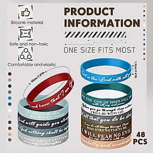 Ecation Bible Verses Bracelets Bulk Scripture Silicone Bracelets Inspirational Motivational Quote Rubber Wristbands Christian Bracelets for Women Men Easter Carnival Party Favors(48 Pcs,Classic)