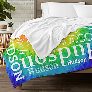 Zaaprint Colorful Tie Dye Personalized Blankets with Name Customized Baby Blankets for Girls Boys Adults Kids Day Gift(60x80 inch)