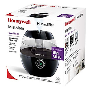 Honeywell HUL520B Mistmate Cool Mist Humidifier Black With Easy Fill Tank & Auto Shut-Off, For Small Room, Bedroom, Baby Room, Office