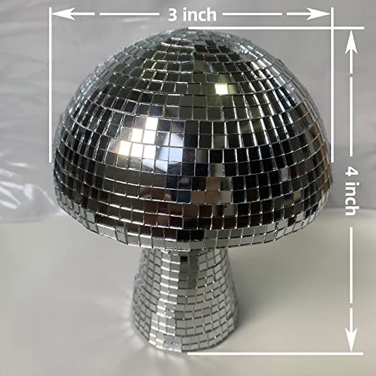 Mxkoso Mushroom Disco Ball for bar, Party, Room, Table Decor - Mirror Disco Ball Mushroom Shape Home Art Decorations (Silver 4 inch)