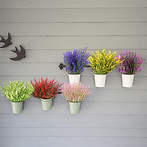 STYLIFING 12 Bundles Artificial Flowers, UV Resistant No Fade Fake Flowers Outdoor Faux Lavender Plastic Plants for Garden Porch Window Box Décor