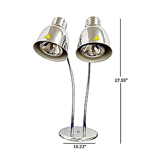 KOUWO Food Heat Lamps with Dual 250w Bulbs Food Warmer Lights Food Heating Warmer Lamp Restaurant Kitchen Buffet Warmer Table (Double Head)