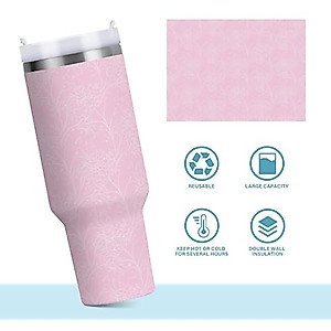 RPLIFE Soft Pink Coffee Tumbler, Stainless Steel Cup, Insulated Cup with Straw, Coffee Tumbler for Women