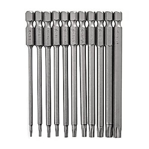 VESTTIO Security Torx Screwdriver Bit Set 11PCS 1/4 Inch Hex Shank 4 Inch/100 mm Length S2 Steel Tamper Proof Star 6 Point with Magnetic for Power Screwdriver Drill Impact Driver
