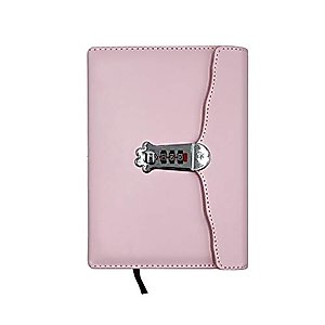 A5 PU Leather Cover Notebook with Combination Lock Diary Journal Travel Solid Color Digital Password Writing Book Notepad, 240 Pages,Lined Paper