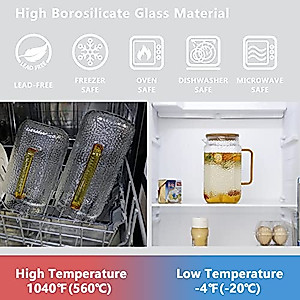 Luvan Glass Pitcher, 68oz Water Pitcher with Lid and Spout, Wide-Mouth Iced Tea Pitcher, Easy Clean High Heat Resistant Borosilicate Glass Jug for Juice, Milk, Cold or Hot Beverages ( 2.0L)