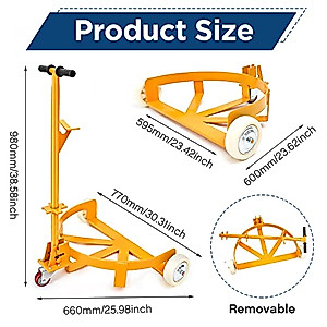 Hanaive 55 Gallon Drum Dolly Barrel Wheels Heavy Duty Drum Cart Dolly 55 Gallon Drum Caddy Barrel Dolly for Workshops, Factories, Warehouses
