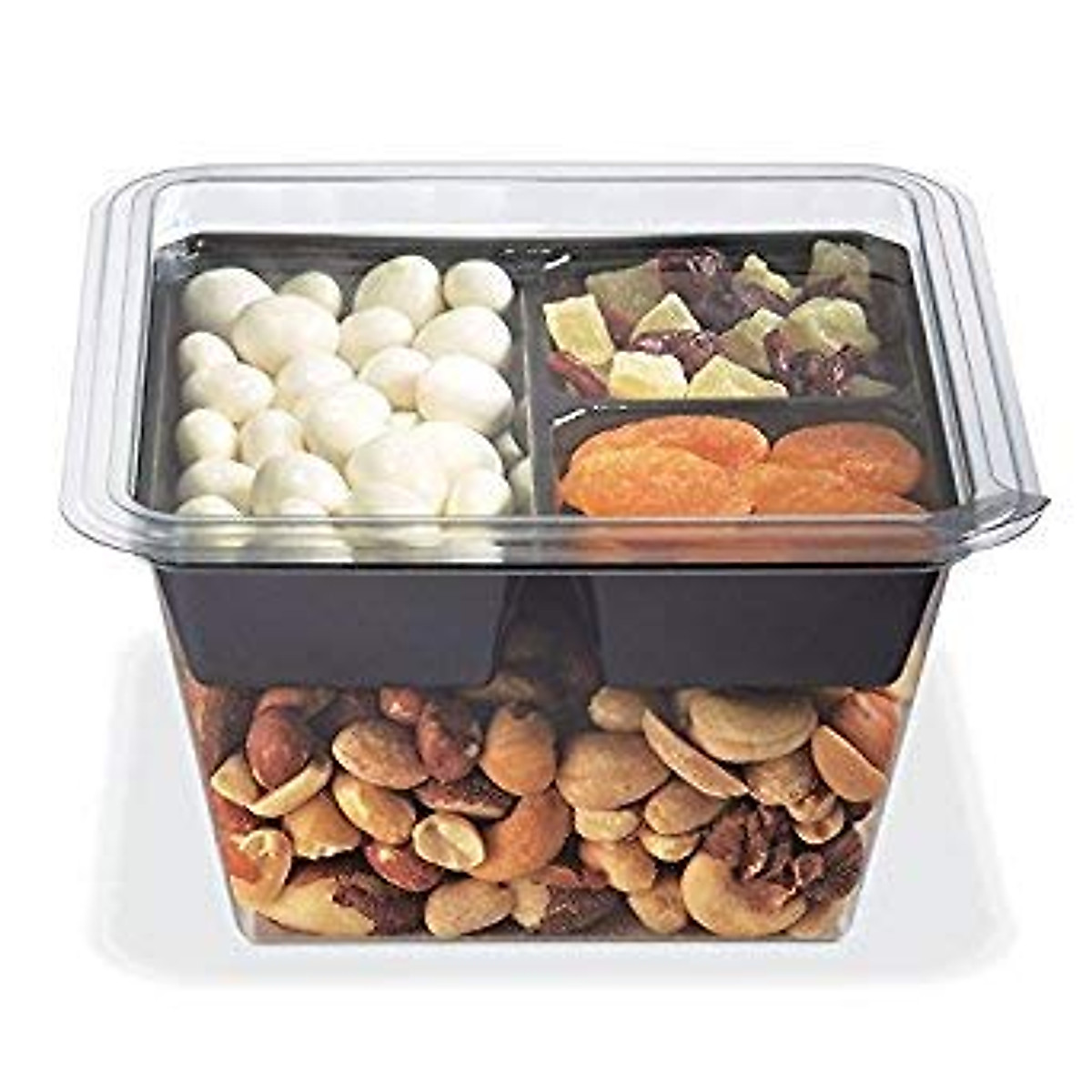 Placon Fresh‘n Clear GOCUBES Set: 32 oz Clear Plastic Container with 3-Compartment Black Insert Tray and Clear Lid, (50 SETS), PET Material
