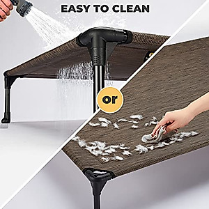 Veehoo Cooling Elevated Dog Bed, Outdoor Raised Dog Cots Beds with Washable & Breathable Mesh, No-Slip Rubber Feet, Portable Chewproof Pet Bed for Indoor & Outdoor, X-Large, Brown