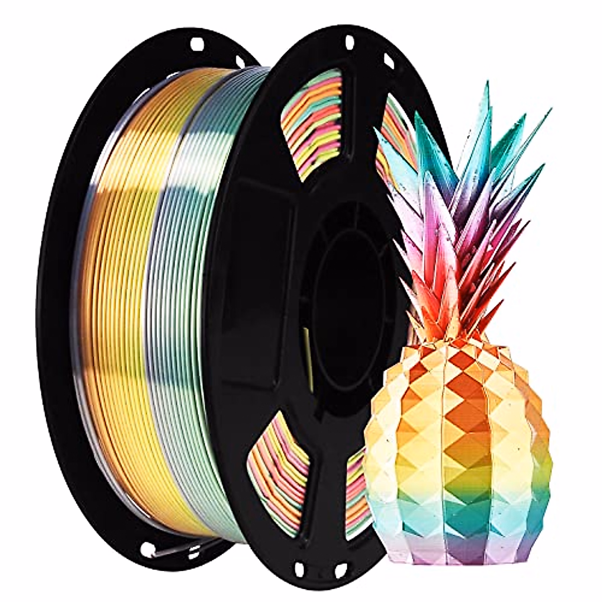 BBLIFE Silk Shiny Multi Color Fast Change Rainbow PLA Filament, 1kg 2.2lbs 1.75mm 3D Printing Material, Widely Support for FDM 3D Printer, Easy to Print