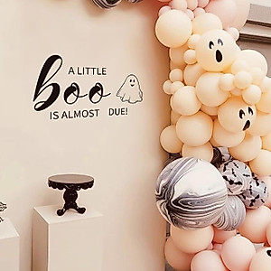 Capiont a Little Boo is Almost Due Decal-Baby Shower Decorations Baby Shower Party Decorations,Party Photography Background Decals,Gender Reveal Party Decorations (Black a Little Boo)