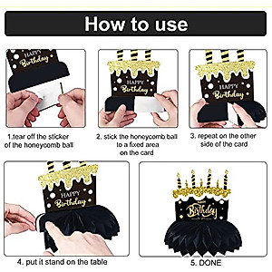 50th Birthday Decorations Men 9PCS Honeycomb Centerpieces for Tables Decorations Black Gold Toppers Cheers to 50 Years Birthday Party SuppliesTable Sign Decor Men and Women