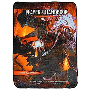 Bioworld Dungeons and Dragons D&D Player's Handbook Fifth Edition Design Plush Throw Blanket