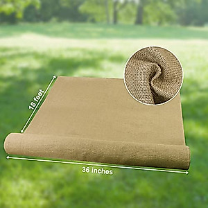 Burlap Garden Fabric Roll - 36" x18 Feet Long Burlap Rolls-Multipurpose Natural Burlap Fabric Jute Material for Plants,Erosion Control and Weed Barrier
