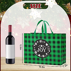 12PCS Extra Large Christmas Gift Bags, 16.9"×12.6"×7.1”, Reusable Christmas Tote Bags with Handle Non-Woven Christmas Bags for Gifts Wrapping Xmas Holiday