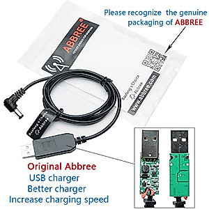 BAOFENG UV-5R Portable USB Charger Cable Indicator with Light for UV5R UV-82 BF-F8HP GT-3 UV-9R Plus Series Two Way Radios Charger(2Pack)