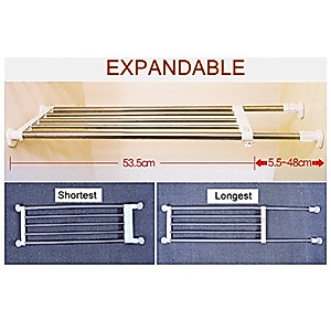 BAOYOUNI Tension Rod Shelf Expandable Closet Organizer Heavy Duty Adjustable Clothes Hanger Rack DIY Space Saver Layered Separator Divider 27.17''-36.02'', Ivory