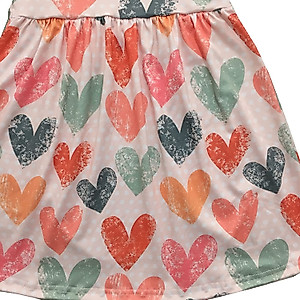 AQHOFSV Toddler Baby Girls Valentine's Day Dress Long Sleeve Tie Dye Colorful Heart Pattern Dresses Milksilk 2-7 Years