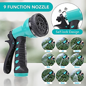 IDEALHOUSE Retractable Garden Hose Reel, 1/2 in x 100 ft Wall-mounted Hose Reel, with 9- Function Sprayer Nozzle, Any Length Lock/180° Swivel Bracket/Automatic Rewind/Slow Return System/Easy Watering