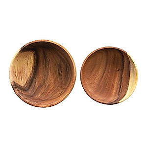 Creative Co-Op Acacia Wood, Set of 2 Bowl, Natural, 2