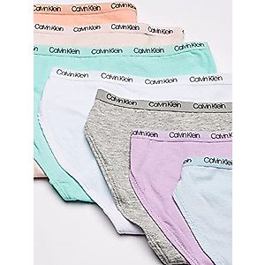 Calvin Klein Girls' Cotton Underwear Bikini Panties, 7 Pack-Fun Icons, Large