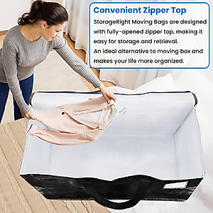 StorageRight Large Moving Bags Heavy Duty Storage Totes for Storage,Packing & Moving Collapsible Moving Supplies with Large Capacity, Reinforced Zippers and Handles, 88L, 8 Packs
