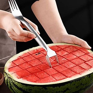 Watermelon Cutter - Watermelon Cutter Slicer Tool & Watermelon Fork 2-In-1, Stainless Steel Cut Watermelon Knife Melon Cutter Slicer, Cantaloupe Cutter for Home Party Camping Kitchen Gadget -1Pcs