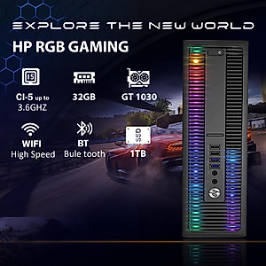 HP RGB Gaming Desktop Computer, Intel Quad Core I5-6500 up to 3.6GHz, GeForce GT 1030 2G, 32GB DDR4, 1T SSD, RGB Keyboard & Mouse, 600M WiFi & Bluetooth, Win 10 Pro (Renewed)