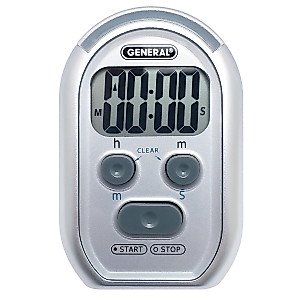 General Tools TI150 3-in-1 Kitchen Timer - for Visually/Hearing Impaired, Loud Environments and Classrooms (Red Flasher, Loud Beeper, Vibration) , Gray