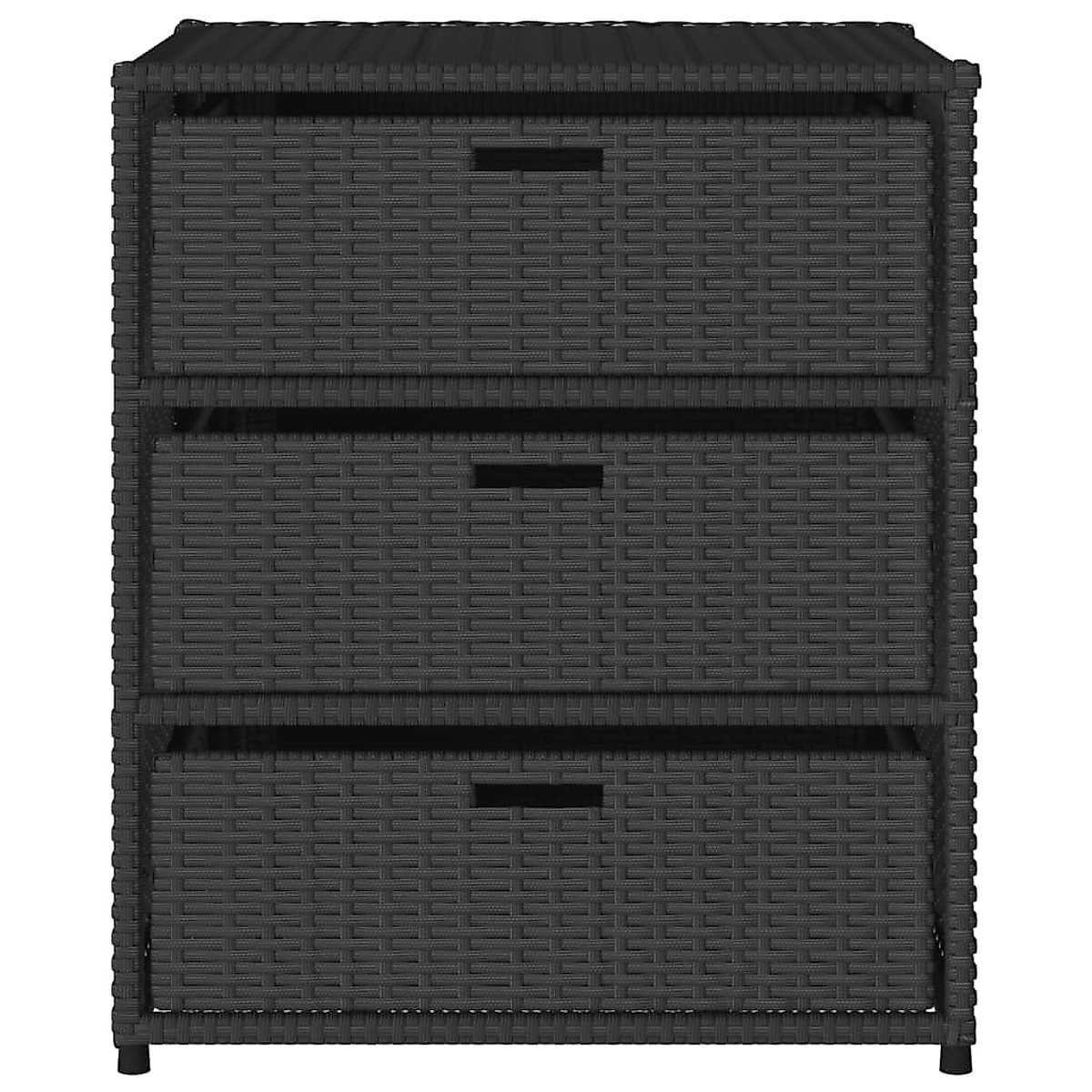 Gecheer Patio Storage Cabinet Outdoor Garden Storage Organizers Black 21.7"x23.2"x27.2" Poly Rattan 0223005C 0224005C