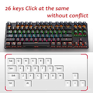 K917 RGB Mechanical Gaming Keyboard 87Key Retro Keyboard-Blue Switch-LED Backlit- Round Keycaps Anti-Ghosting Mechanical Illuminated Keyboard for PC Gaming and MAC (Retro-Black)
