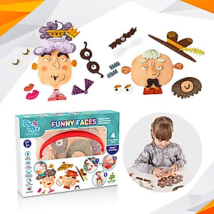 Funny Faces Games for 3+ Year olds Girls, Board Games for Toddler Age 3-5, 58 Piece - Kids Memory Matching Game for 2 to 4 Players, Crafts for Kids, Preschool Activities, Speech Therapy Materials