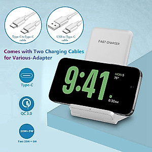 2 in 1 Wireless Charger,Foldable 20W Fast Wireless Charging Stand Compatible with iPhone 15/15 Pro/14/13/12/X/AirPods,Dual Phone induction charge station for Samsung,Pixel,Xperia,LG G8(No Plug)