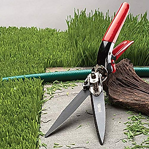 Kings County Tools Grass Trimming Shears | 5-1/4” Steel Blades | Rotating Handle for Angled Cuts | Strong Spring Mechanism | Simple & Secure Safety Lock | Made in Italy