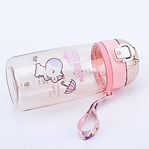 Unicorn Water Bottles for Girls,Cup with Straw and Safety Lock,Pink Outdoor Indoor Water Bottle,400ML/13.5oz for school kids girl unicorn lover… (Transparent)