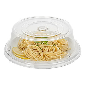 Restaurantware Cater Tek 8.5 Inch Polycarbonate Plate Cover 1 Shatterproof Dish Cover - Dishwashable For 8-Inch Plates Clear Plastic Splatter Cover Finger Hole Design Endures Up To 210F