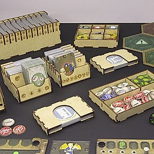 SMONEX Organizer Box Compatible with Fallout New California Board Game and Fallout Atomic Bonds Expansions - Insert Fits The Original Box - Board Game Organizer with Engraved Design