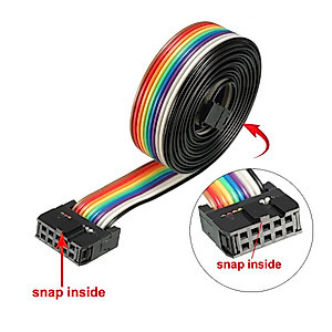 uxcell IDC Rainbow Wire Flat Ribbon Cable 10 Pins 128cm Length 2.54mm Pitch 2pcs Type-B