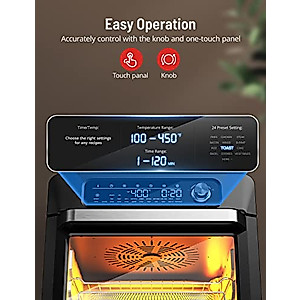 Air Fryer Toaster Oven, SWIPESMITH 24-in-1 Convection Air fryer, 26-QT XL Capacity, Digital Countertop Oven with 100 Recipes, Accessories, Touch Control, 1700W