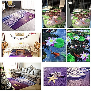 ZaH Thin Area Rug Non-Slip Doormat Carpet Printing Rug for Living Room, Bedroom, Kitchen, Bathroom (2x3-19.7"x31.5", Lotus Pond)