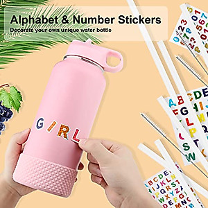 Desing Wish 6 PCS Replacement Straws Compatible with Hydro Flask/Stanley IceFlow Wide Mouth Bottle Straw Lid, BPA Free Water Bottle Straw for Wide Mouth Straw Cap with 3 Brushes and Some Stickers