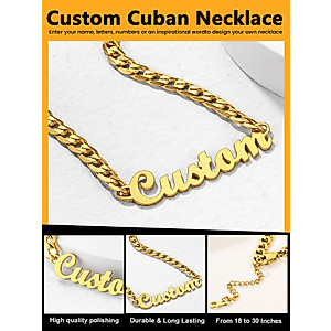 Custom Name Necklace for Men, Gold Nameplated Personalized Initial Name Choker Necklace with Curb Chain Personalized Jewelry Gift for Women