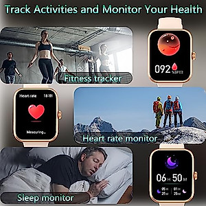 Xuffbv Smart Watch Bluetooth Calling Fitness Tracker with Heart Rate, Blood Oxygen Monitor, Sleep Monitor IP68 Waterproof 1.81-inch HD Color Touchscreen for Men Women Compatible with iPhone & Android