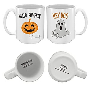 Hey Boo You've Been Poisoned | Hello Pumpkin- 15OZ Halloween Coffee Mug Fall Coffee Mugs Gift Funny Novelty Halloween Tea Cups