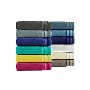 Kate Spade New York Scallop Pleat 580 GSM Terry 1 Piece Hand Towel, 18 x 32 Inches, 100% Cotton (Magenta Frost)