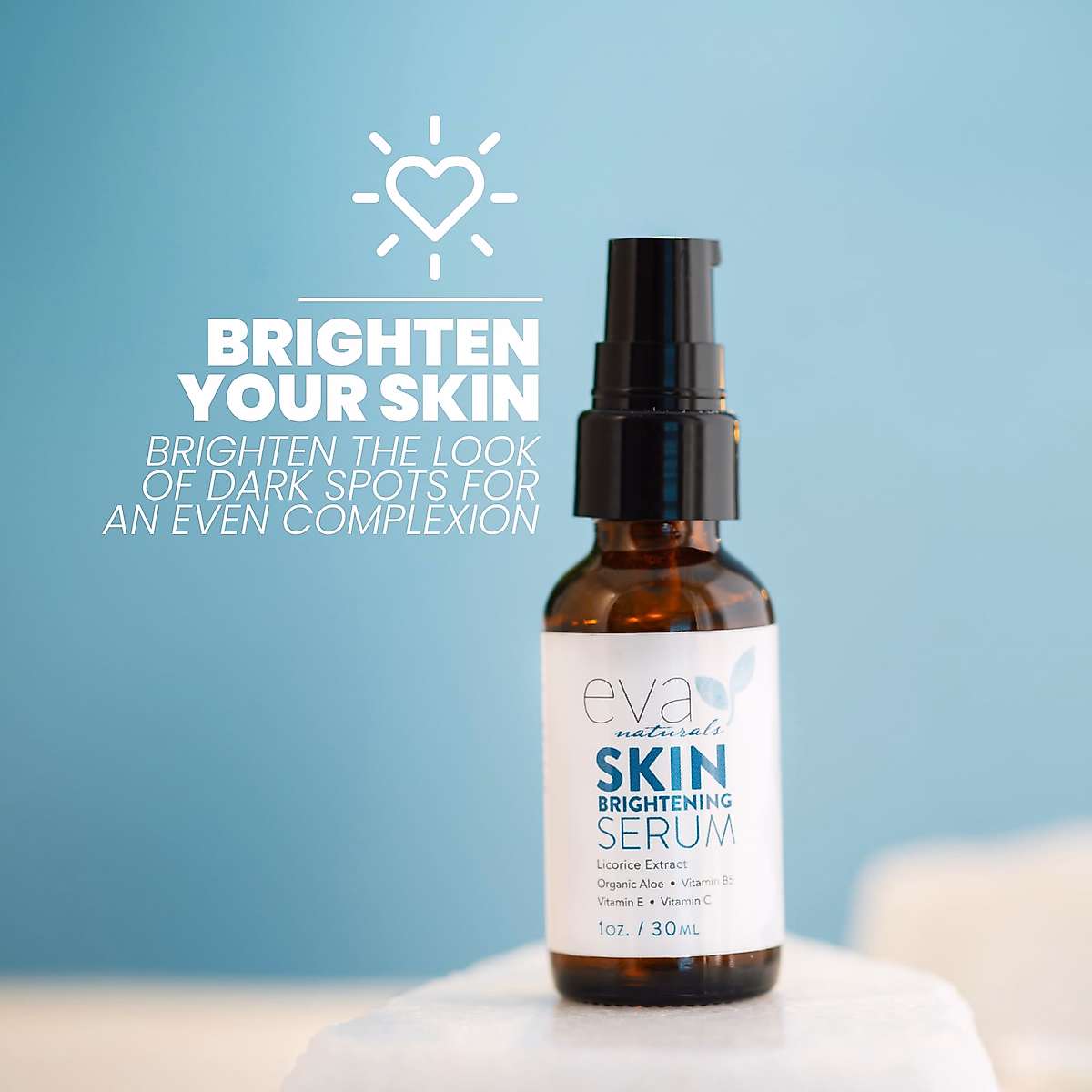 Licorice Extract Skin Brightening Serum by Eva Naturals - Face Serum for an Even Complexion - With Peptides, CoQ10 and Vitamin E